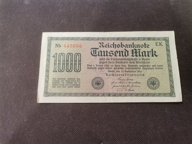 GERMANY 1000 MARK 1922 ( 25 )