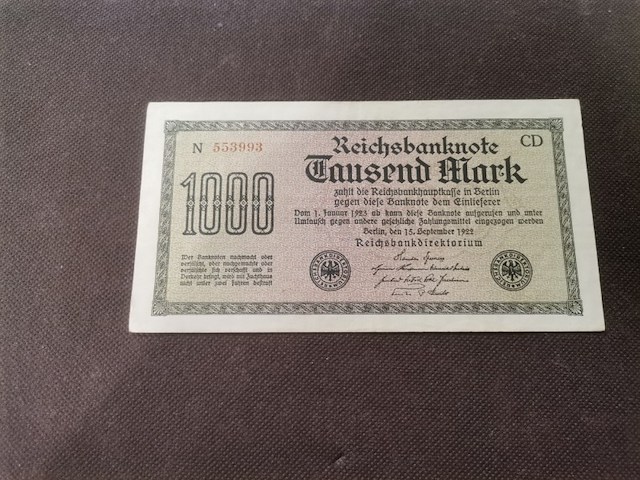 GERMANY 1000 MARK 1922 ( 24 )