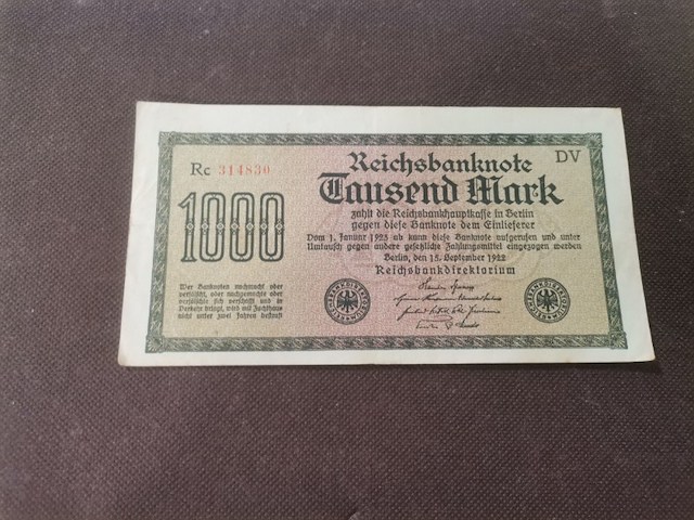 GERMANY 1000 MARK 1922 ( 10 )