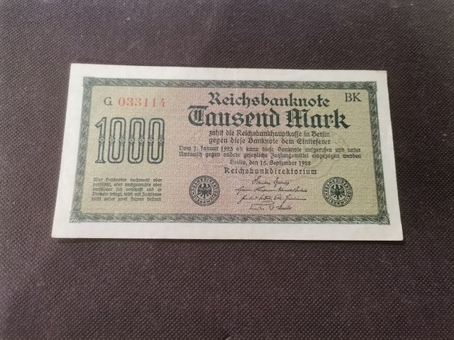 GERMANY 1000 MARK 1922 ( 6 )