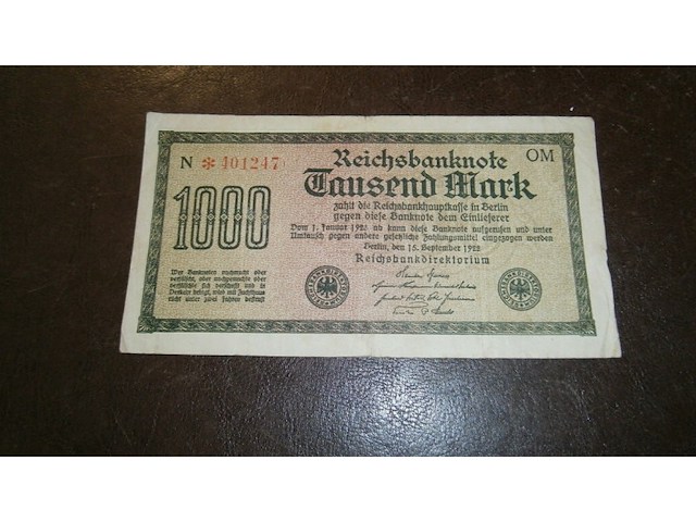 GERMANY 1000 MARK 1922