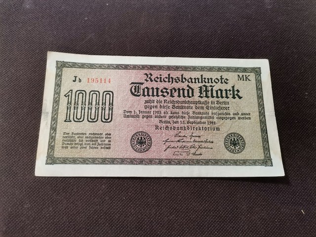 GERMANY 1000 MARK 1922 ( 11 )