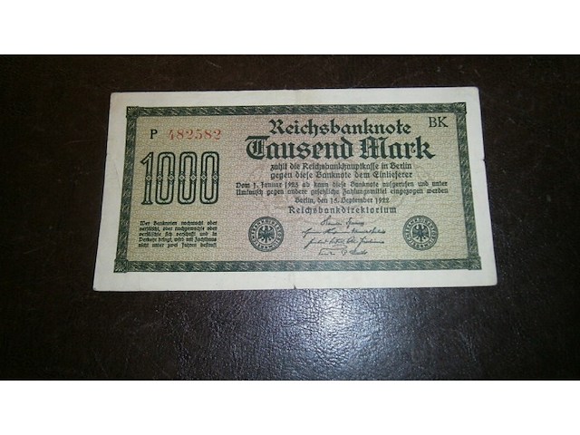 GERMANY 1000 MARK 1922 ( 4 )