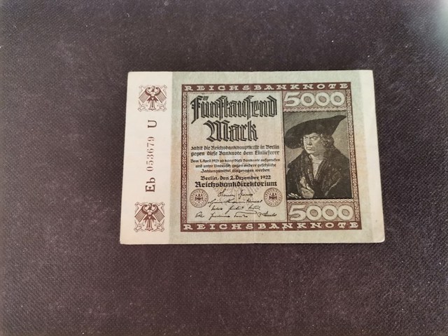 GERMANY 5.000 MARK 1922 ( 9 )