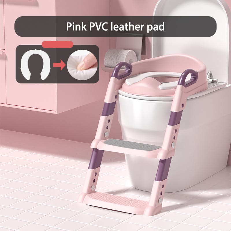 Deciji adapter za wc solju sa stepenikom pink