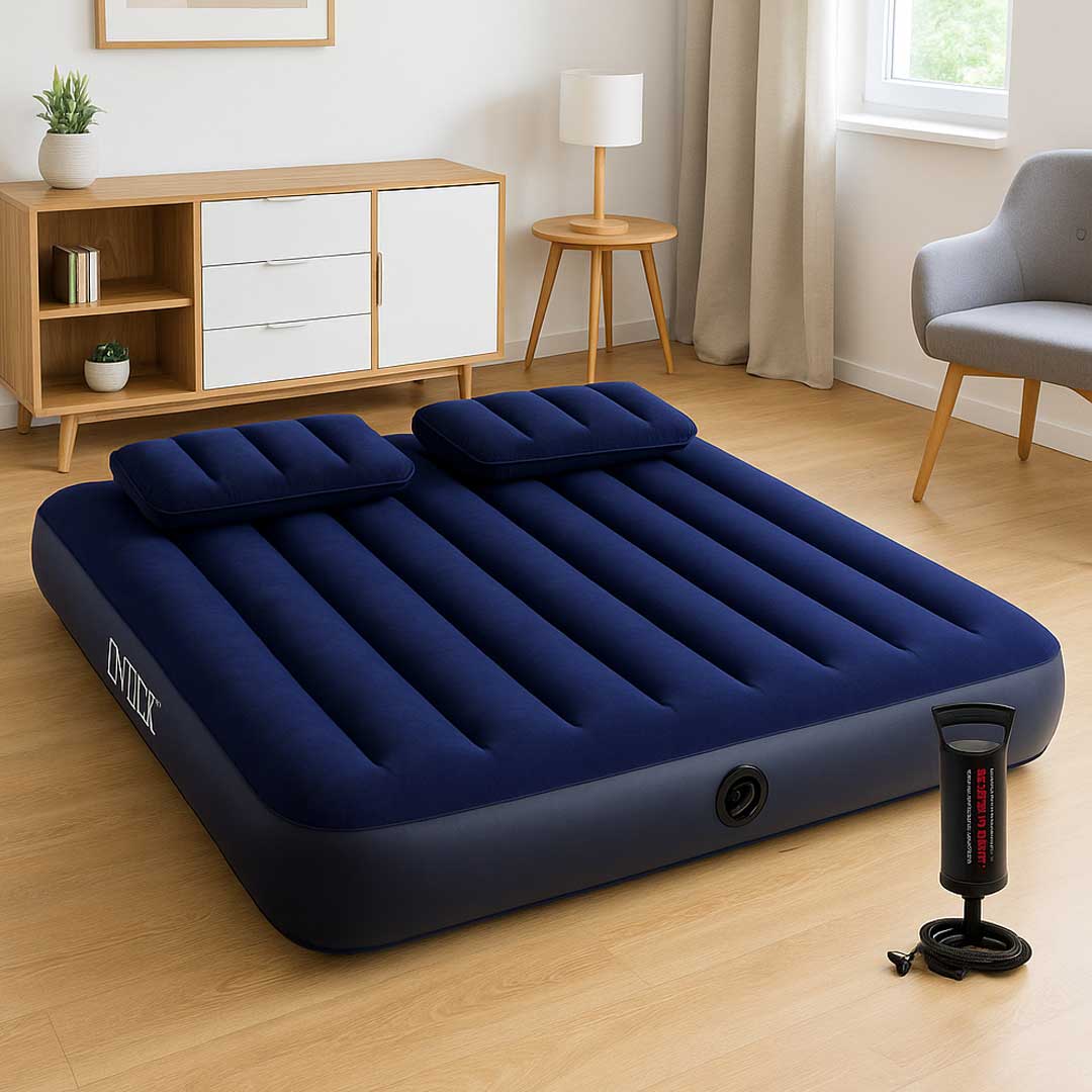 Krevet Na Naduvavanje 152x203x25 cm sa ručnom pumpom i dva jastuka Intex 64765 Dura-Beam Standard Classic Downy