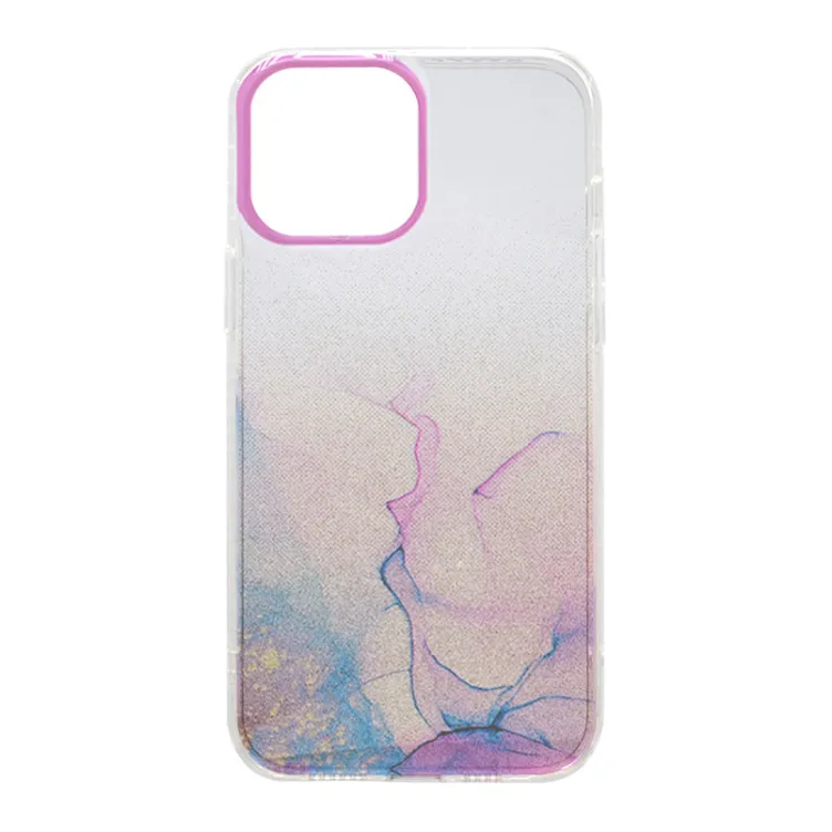 Maska Water Spark za iPhone 13 Pro transparent pink-zlatna.