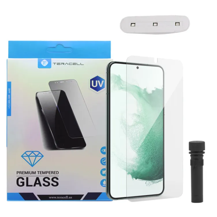 Zastitno staklo UV Glue Full Cover + lampa za Samsung S22 Plus/ S906B