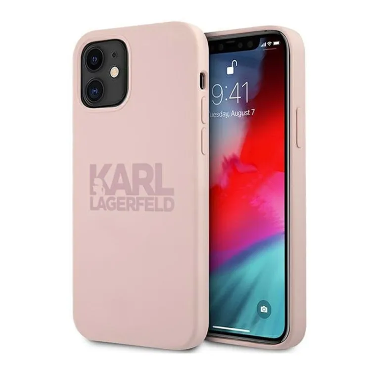 Maska Karl Lagerfeld Logo za iPhone 12 Mini pink.