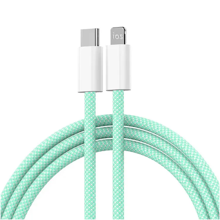 Kabel Braided PD Type-C na Lightning 20W zeleni