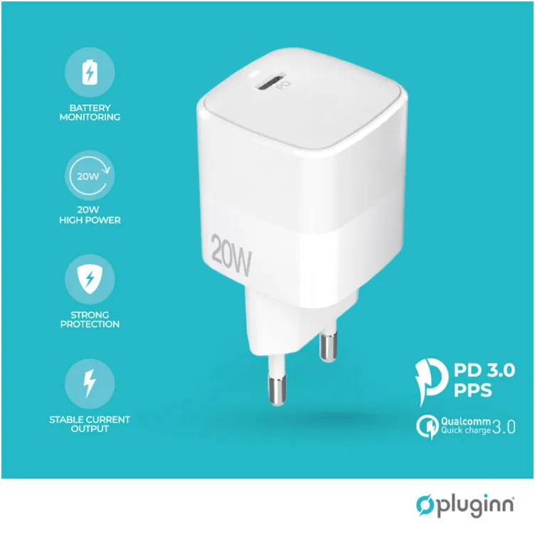 Kucni punjac Pluginn PI-D61S, PD3.0, PPS, 20W beli