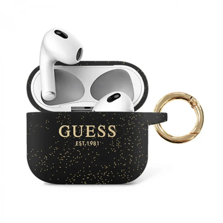 Maska Guess Airpods 3 Silicone Est. Glitter crna.