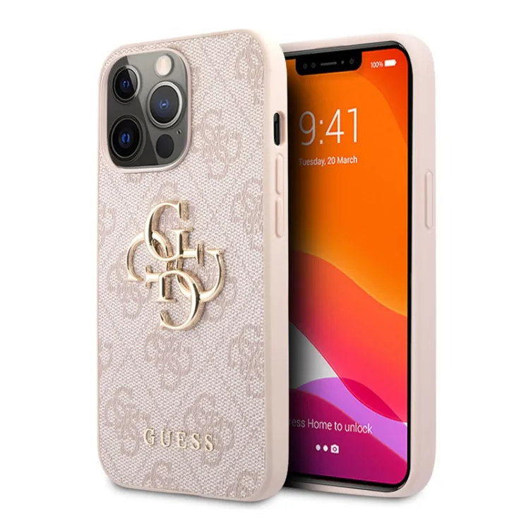 Maska Guess 4G Big Metal Logo za iPhone 13 Pro pink.