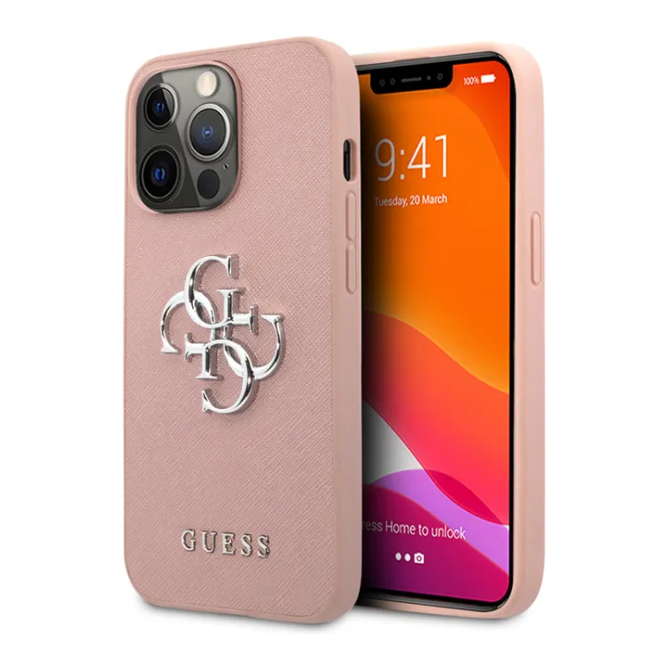 Maska Guess Saffiano Big 4G za iPhone 13 Pro metal pink.
