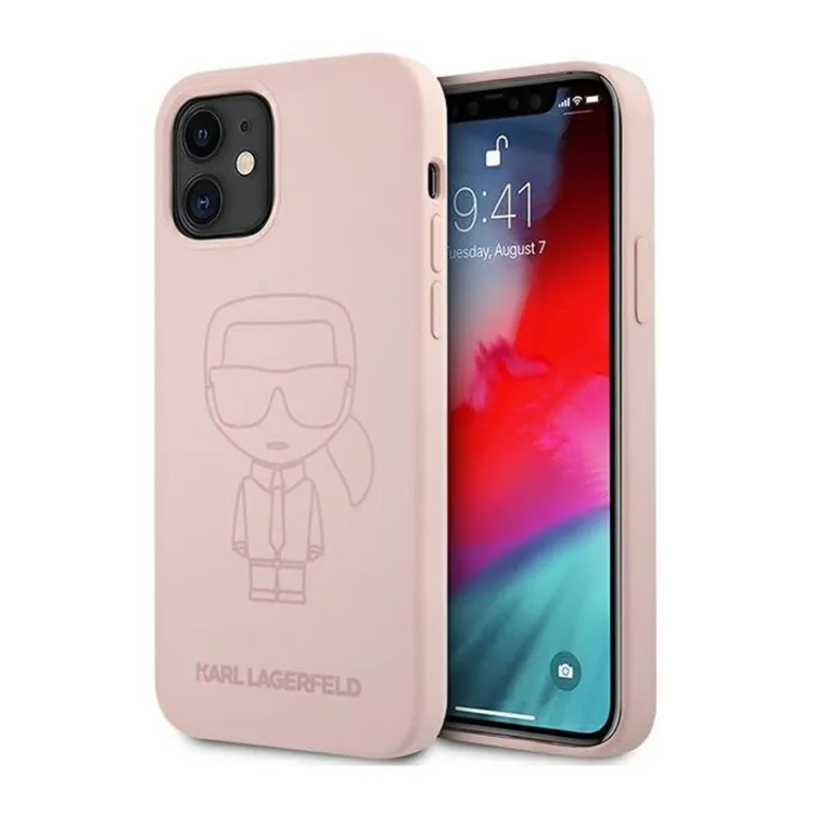 Maska Karl Lagerfeld Ikonik Outline za iPhone 12 Mini pink.