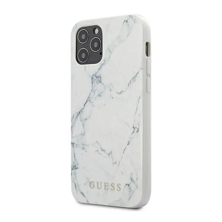 Maska Guess Faceplate Marble za iPhone 12 mini bela.