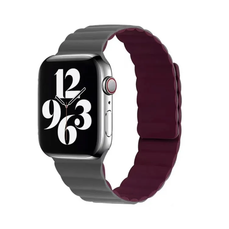 Silikonska narukvica za Apple Watch sa magnetom sivo bordo 42/ 44/ 45/ 49 mm