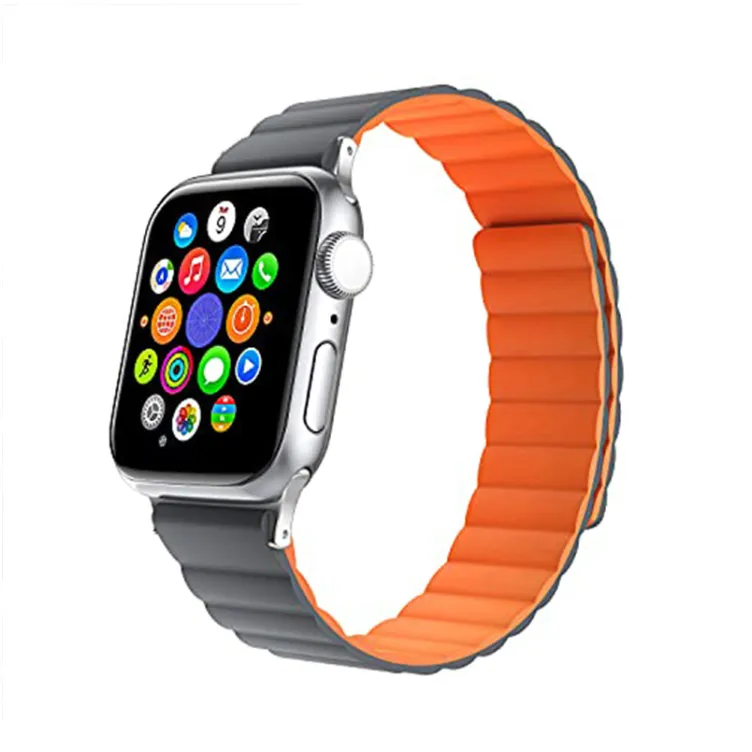 Silikonska narukvica za Apple Watch sa magnetom sivo narandzasta 42/ 44/ 45/ 49 mm