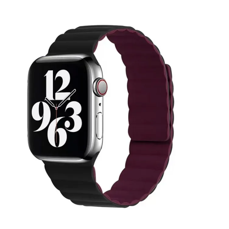 Silikonska narukvica za Apple Watch sa magnetom crno bordo 42/ 44/ 45/ 49 mm