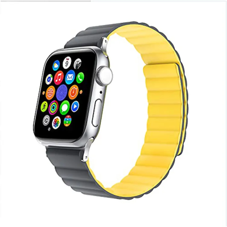Silikonska narukvica za Apple Watch sa magnetom sivo zuta 38/ 40/ 41 mm