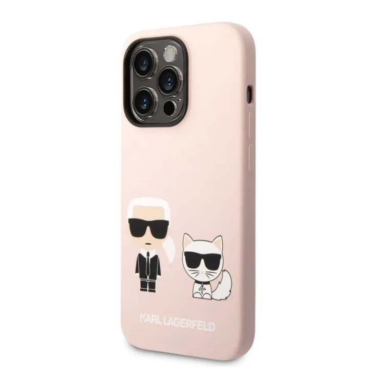 Maska Karl Lagerfeld and Choupette Liquid Silicone za iPhone 14 Pro Pink.