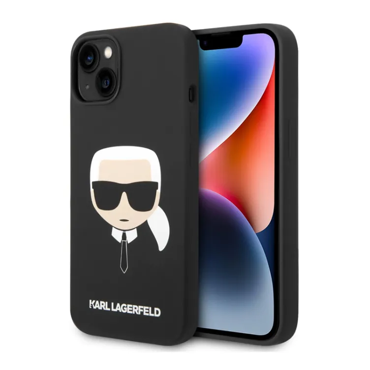 Maska Karl Lagerfeld Liquid Silicone Karl Head za iPhone 14 Plus crna