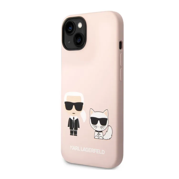 Maska Karl Lagerfeld and Choupette Liquid Silicone za iPhone 14 Plus Pink.