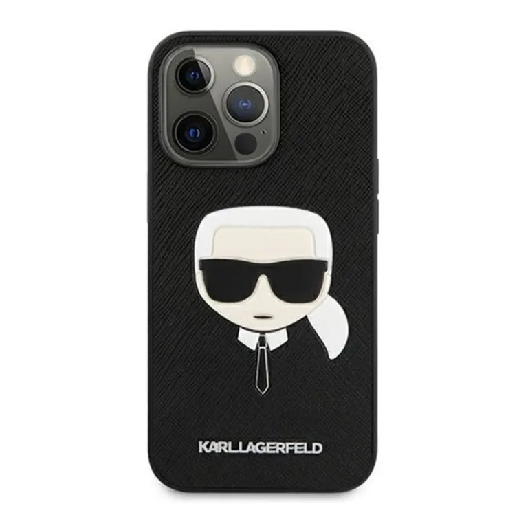 Maska Karl Lagerfeld Saffiano Head za iPhone 13 Pro 6.1 in crna.