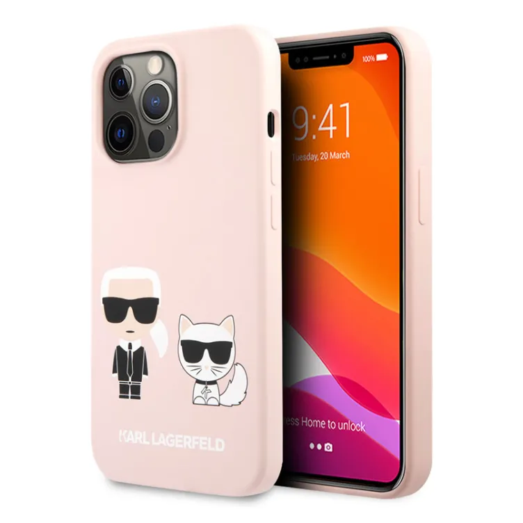 Maska Karl Lagerfeld Silicone Case Karl&Choupette za iPhone 13 Pro Light Pink.
