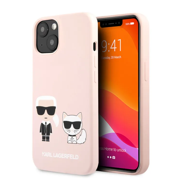 Maska Karl Lagerfeld Silicone Case Karl&Choupette za iPhone 13 Light Pink.