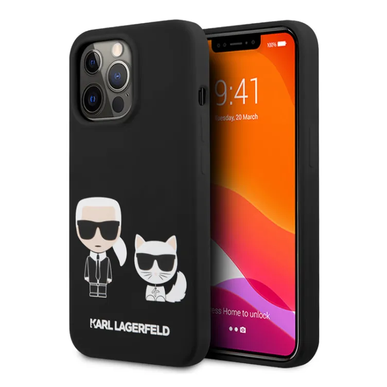 Maska Karl Lagerfeld Silicone Case Karl&Choupette za iPhone 13 Pro 6.1 in crna.