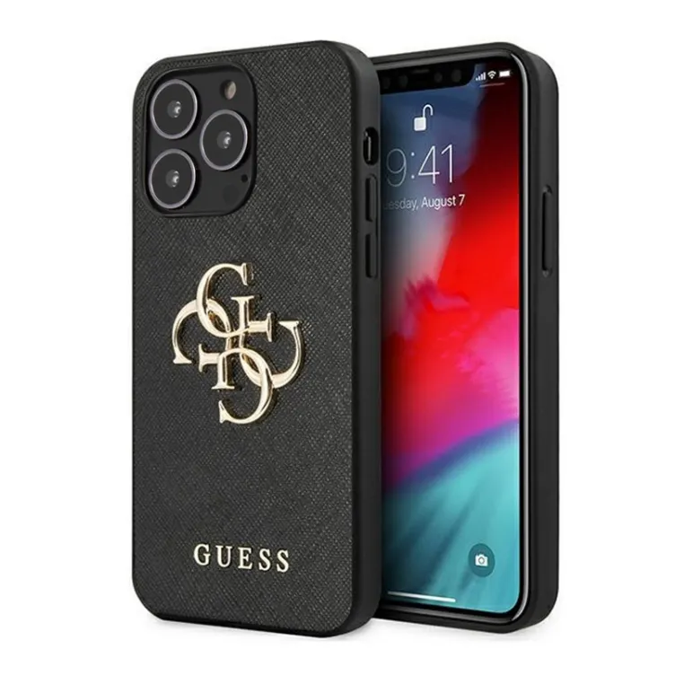 Maska Guess Saffiano Big 4G za iPhone 13 Pro metal crna.