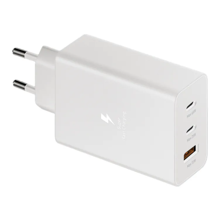 Kucni punjac Fast Charging Adapter Trio (USB-Cx2,USB-A) za Samsung PD 65W sa kablom Type-C na Type-C beli