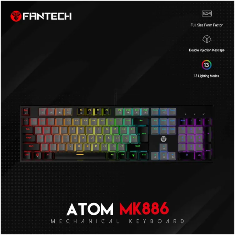 Tastatura mehanicka Gaming Fantech MK886 RGB Atom TKL crna (Blue switch)