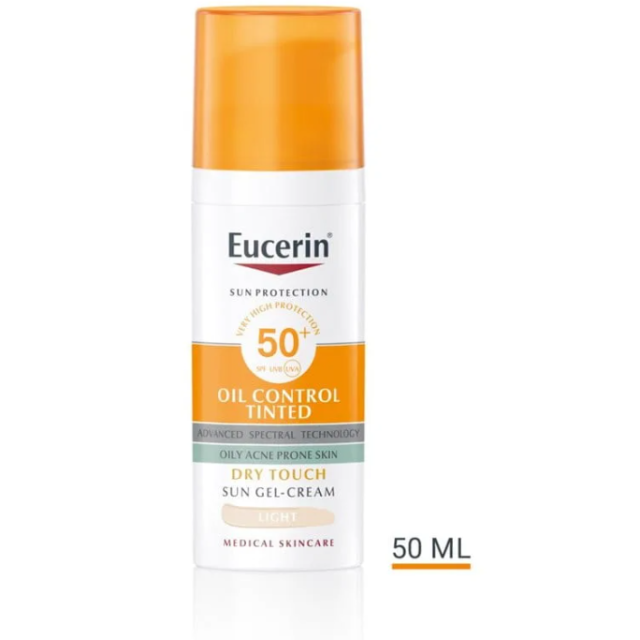 Eucerin Sun Oil Control Tonirani Gel-krem za zaštitu masne kože od sunca  SPF 50+ Tamni 50 ml
