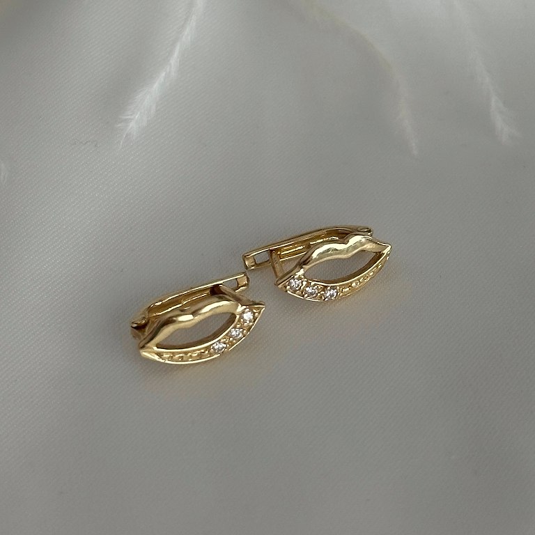 Poljubac - minđuše od žutog zlata sa cirkonima