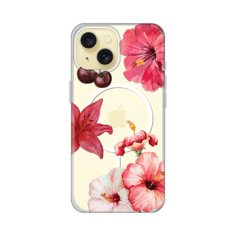 Futrola print Magsafe za iPhone 15 Hibiscus