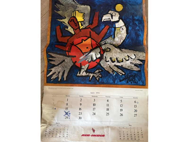 RARITET:Air-India1974 umetnički kalendar M.F.Husain, Va