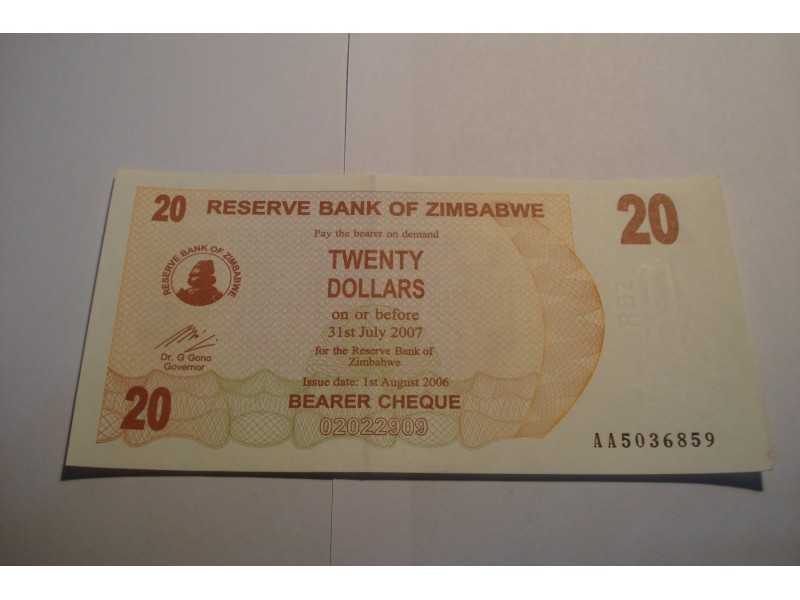 ZIMBABVE - 20 DOLARA -2007