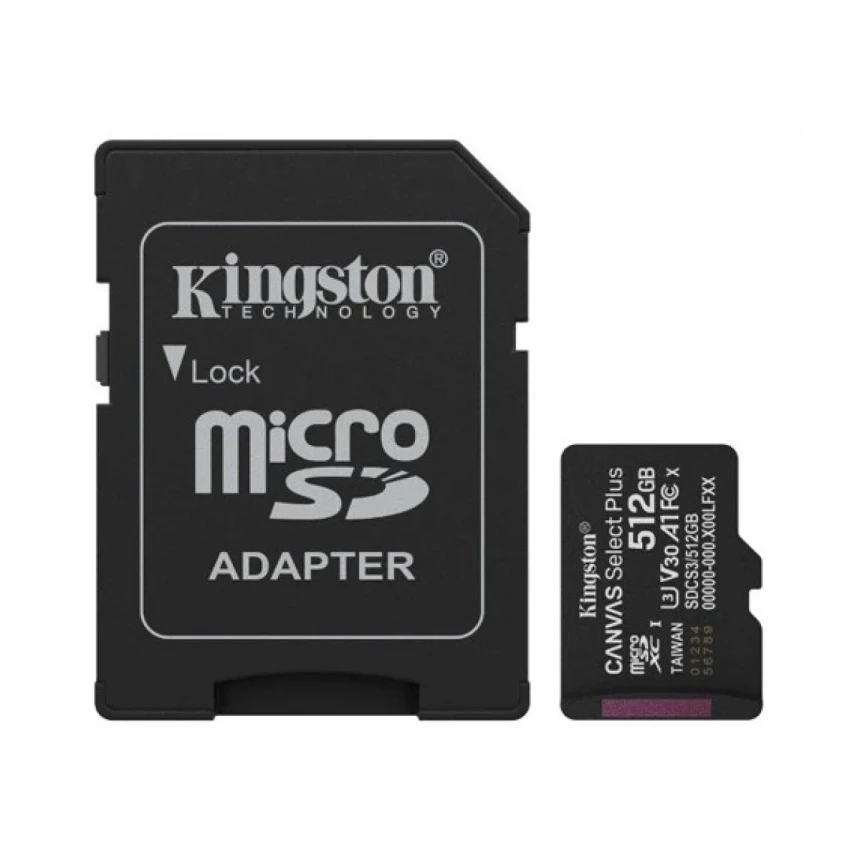 Micro SD Card 512GB Kingston + SD adapter SDCS3/512GB class 10