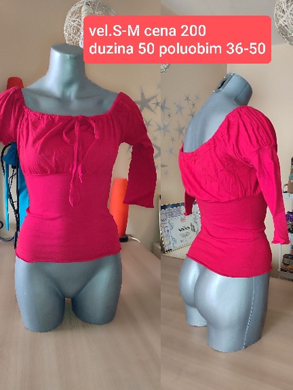 Ženska majica/bluza u jarko roze boji. - Model: strukirana majica sa