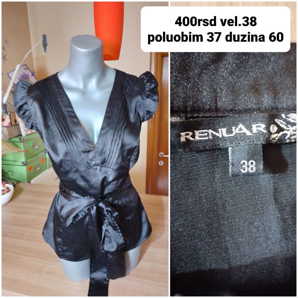 Renuar crna bluzica/kimono top - Veličina: 38 - Mere: poluobim 37