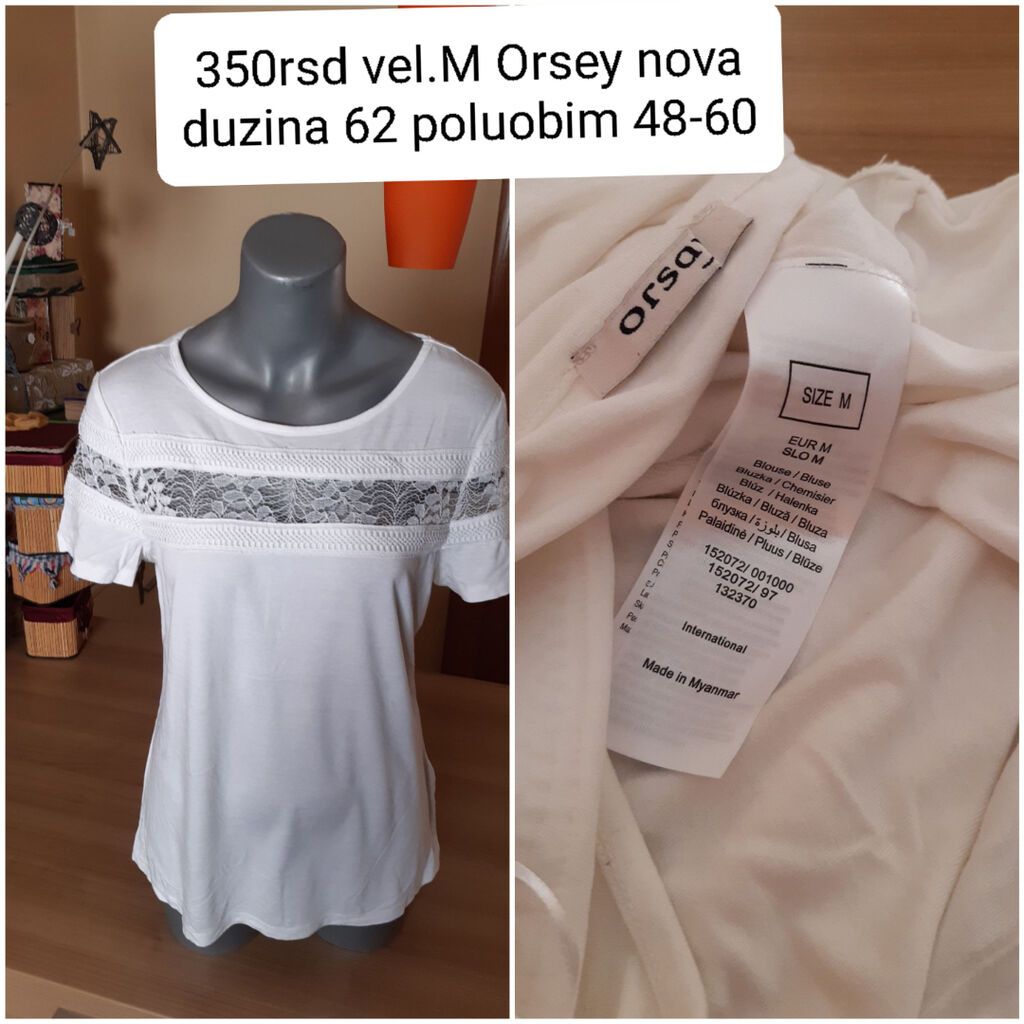 Orsay ženska bluza, bela, kratki rukavi, veličina M. - Materijal: 96%