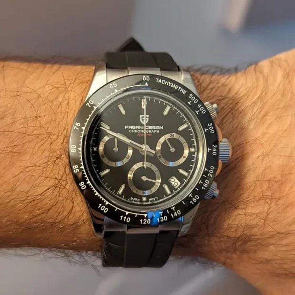 PAGANI DESIGN PD-1664 Sport sat -Crna- Rolex Daytona Homage Potpuno