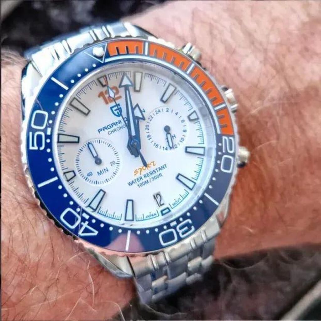 PAGANI DESIGN PD-1711 Bela- Omega Seamaster- Seiko VK64 meh Potpuno