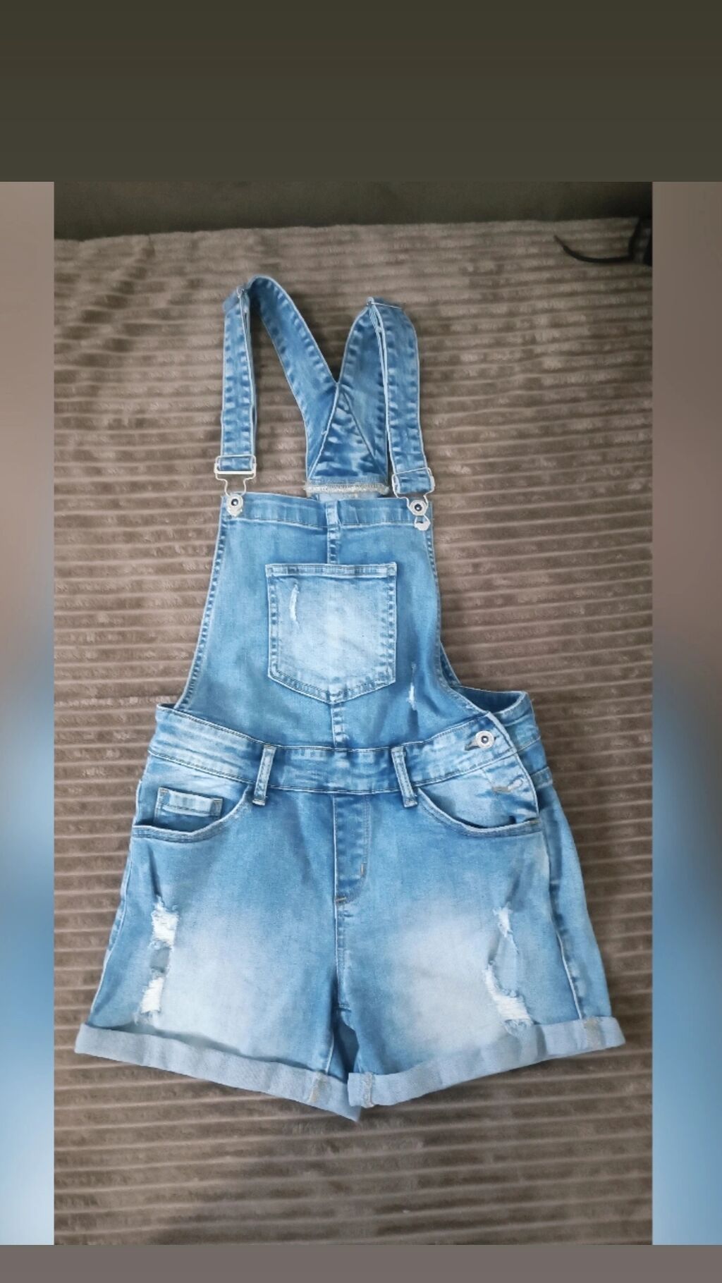 Džins kratke tregerice (šorts kombinezon) - Materijal: denim (pamučni
