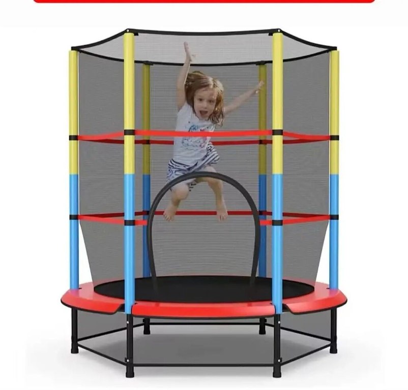 Dečiji mini trampolin sa zaštitnom mrežom i ulazom na rajsferšlus -