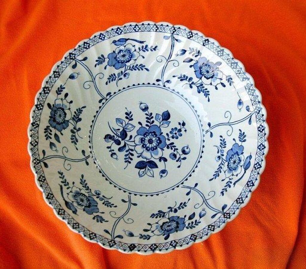 Indies Blue Johnson Brothers Ironstone Floral Swirl Englan. Old