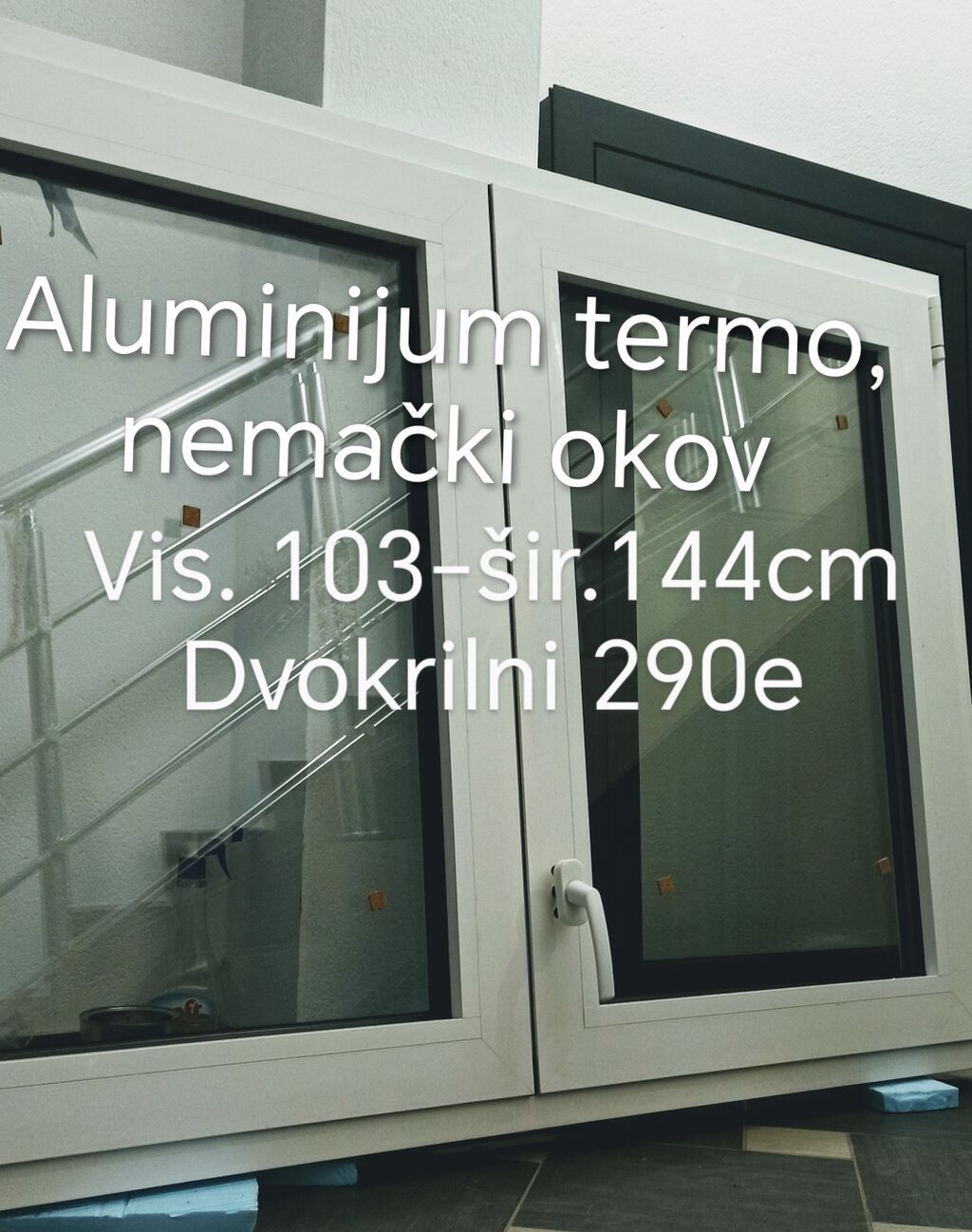 Aluminijumski termo prozor sa nemačkim okovom. Dvokrilni model sa