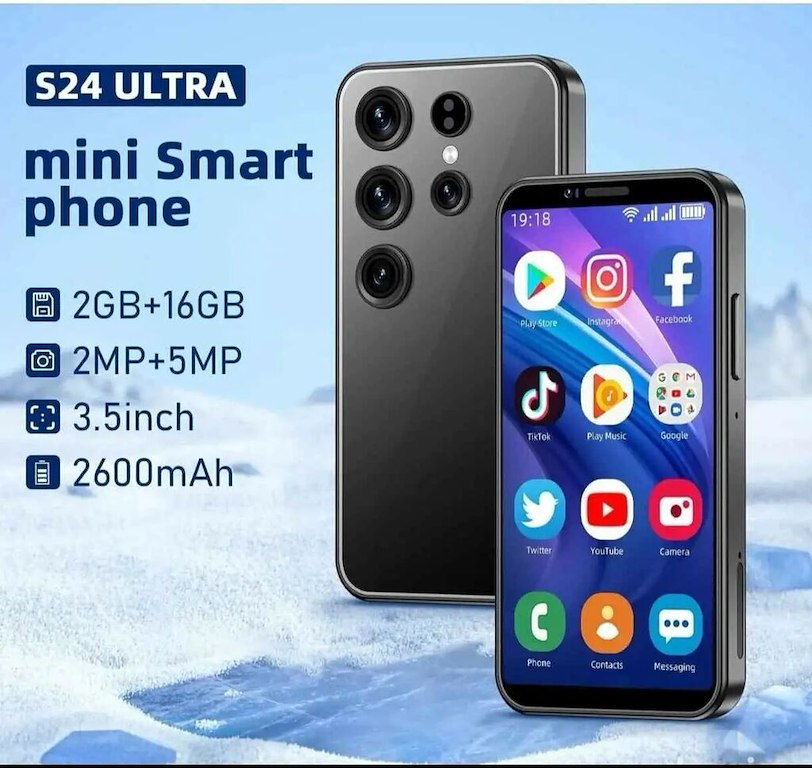 S24 Ultra mini smartphone - Ekran: 3.5 inča, kompaktan dizajn idealan